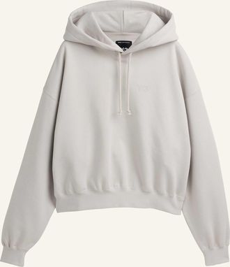 Yohji Yamamoto Y-3 Angerautes Terry Boxy Hoodie Kapuzenjacke weiss