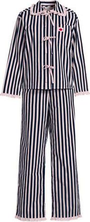 Lands End x Lulu Guinness Popeline-Pyjamaset, Damen, Größe:36-38 regular, Blau, Baumwolle, by Lands End