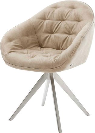 DELIFE Polsterstuhl Gaio-Flex Kreuzgestell kantig Edelstahl Mikrofaser Beige Vintage