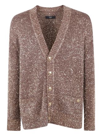 Amiri cardigan brodé de sequins - Marron