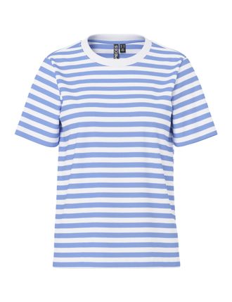 Pieces Damen Pcria Ss Tee Stripes Noos Bc T-Shirt, Hydrangea/Stripes:Bright White,XS