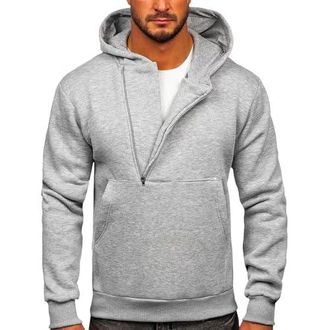 Generic Sweat &agrave; capuche l&eacute;ger pour homme - Automne et hiver - Demi-fermeture &eacute;clair - Couleur unie - Sport d&eacute;contract&eacute; - Pour entra&icirc;nement int&eacute;rieur et ext&eacute;ri