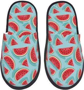 Generic Chaussons Femme Homme Imprimé Pastèque Chaussons Doublées En Peluche Confort Pantoufles Pour Invités, Pour Hommes, Femmes, Intérieur Extérieur, M