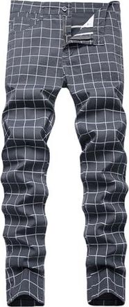 Generic Jean d&eacute;contract&eacute; ray&eacute; pour homme Printemps &eacute;t&eacute; Pantalon tendance &agrave; jambe droite Maison pelucheuse, gris, XXL