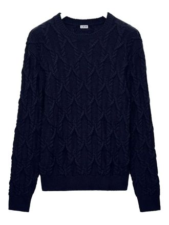 Loewe pull à maille torsadé en coton - Bleu