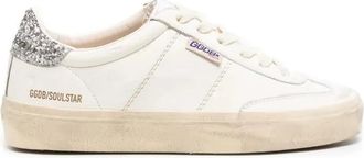 Golden Goose Low-Top Sneaker - Low-Top White Leather Sneakers With Glitter Heel T - Gr. 35 (EU) - in Wei&szlig; - f&uuml;r Damen