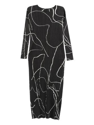 Pleats Please Issey Miyake robe mi-longue à effet plissé - Noir