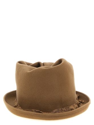 Yohji Yamamoto Wool Felt with Curled Crown Hat - Camel