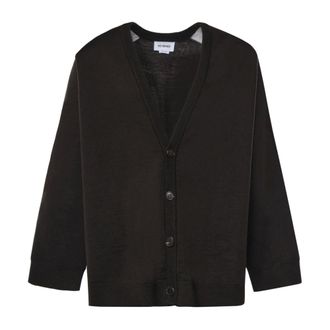 Hed Mayner Cardigan oversize en laine &agrave; col en V - Homme - Pulls - Brun - Taille: L