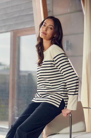 Laurie Damen vegan Top Gabrielle Breton Ls Black Birch Stripe