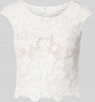 Luxuar Fashion Cropped Spitzentop mit Rundhalsausschnitt