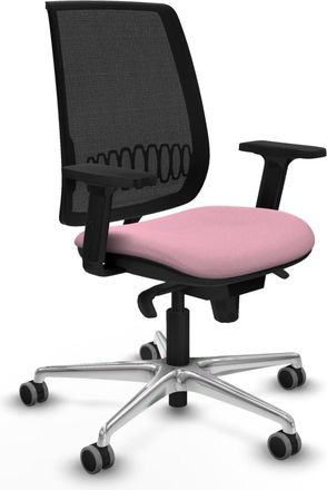 Piqueras y Crespo Schreibtischstuhl mit rosa Rollen mit 2D-Armlehnen, h&ouml;henverstellbare Lendenwirbelst&uuml;tze, ausgestattet mit 5 Positionen und injiziertem Schaumstoff, S