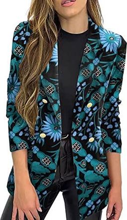 Generic Vestes tendance pour femmes, ouverture sur le devant, manches longues, veste de costume, manteau, 2026, bleu ciel, XL