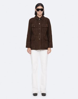 AllSaints Roiya Jacke aus Wildleder in Fango-Braun