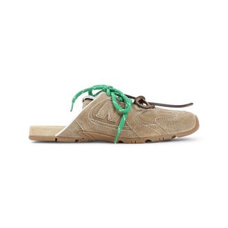 Miu Miu Low-Top Sneaker - Slip-On Sneakers In Leather With Decorative Laces - Gr. 37,5 (EU) - in Beige - f&uuml;r Damen