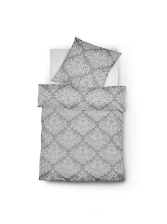 Fleuresse Edelflanell Bettwäsche Ornamente grau 1 Bettbezug 135 x 200 cm + 1 Kissenbezug 80 x 80 cm