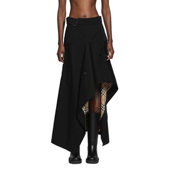 Burberry Gabardine Asymmetric Trench Skirt