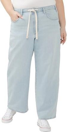 Silver Jeans Co Plus Size Be Easy Straight Leg Drawstring Jeans, Lavage Facile, 46 Grande Taille Femmes
