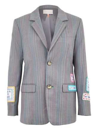 Mira Mikati blazer boutonn&eacute; &agrave; fines rayures - Gris