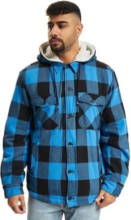 Brandit Lumber Jacket Hooded, color: black+blue, size: 3XL