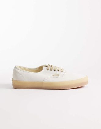 Vans Authentic - Baskets &agrave; semelle fauve - Blanc cass&eacute;