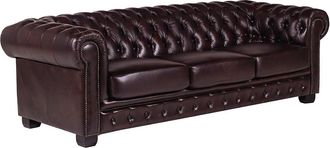 Vente-Unique Linea Sofa Chesterfield Ledersofa 4-Sitzer - B&laquo;&uml;ffelleder - Rotbraun - Brenton
