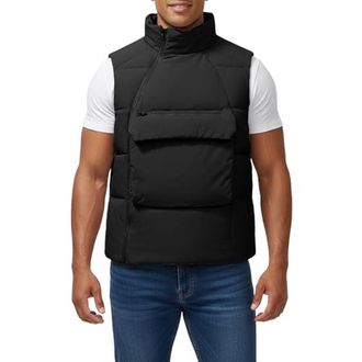 Generic Gilet bouffant pour homme - Col montant avec fermeture &eacute;clair - Veste matelass&eacute;e chaude sans manches - Veste tendance d&eacute;contract&eacute;e pour lhiver - V&ecirc;tem
