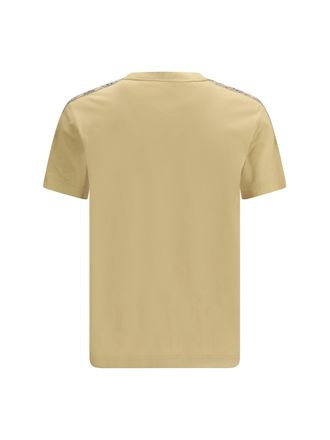 Burberry Mens T-Shirt With Check Trims Flax Cotton T-Shirts And Polos
