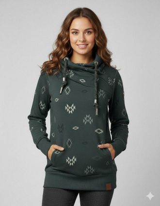 Ragwear Sweatshirt NESKA AZTEK O mit hohem Schalkragen, aus Baumwolle und Polyester, lockere Passform