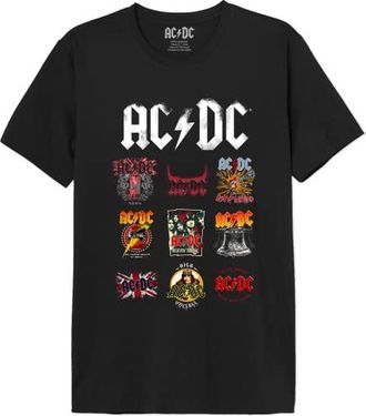 AC/DC Legend Icon Officiel imprimé T-Shirt pour Homme Col Ras du Cou Manches Courtes Coton Coupe régulière,Patchwork Logo_Noir, Taille XXL