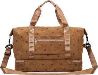 Generic Sac de sport de voyage pour femme et fille avec compartiment &agrave; chaussures, sac de sport spacieux pour voyage de nuit et loisirs, marron, 12.6*9.06*4.7