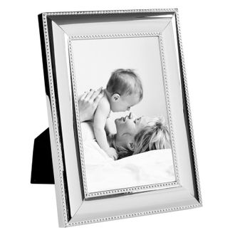 Fink versilberter Fotorahmen 13x18 cm Bilderrahmen mit Perlrand zum Stellen & H&auml;ngen