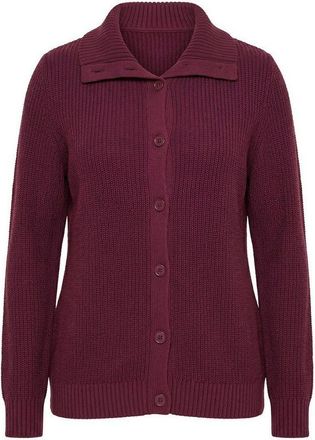 Ulla Popken Strickjacke Strickjacke Rippstrick Hemdkragen Langarm
