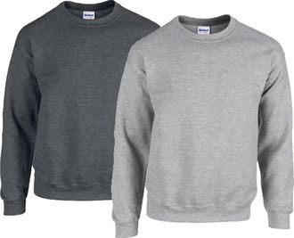 Gildan 2er Herren Sweatshirt Heavy Blend Sweat M L XL 2XL 3XL 4XL 5XL in verschiedenen Farbsets & HLKauf-Block (1x Dark Heather, 1x Sportgrey & 1x HLKauf-Blo