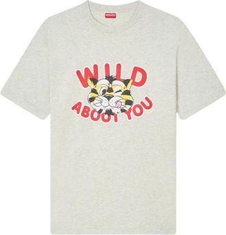 Kenzo Homme, Tops, Blanc, Taille: XL Wild Tiger T-shirt
