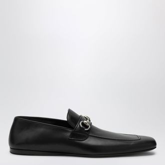 Gucci Schwarzer Ledermokassin mit Pferdegebiss