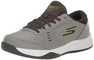 Skechers Viper Court Smash-Athletic Chaussures de Pickleball dint&eacute;rieur et dext&eacute;rieur pour Homme | Baskets d&eacute;contract&eacute;es, Gris/Citron Vert, 42.5 EU