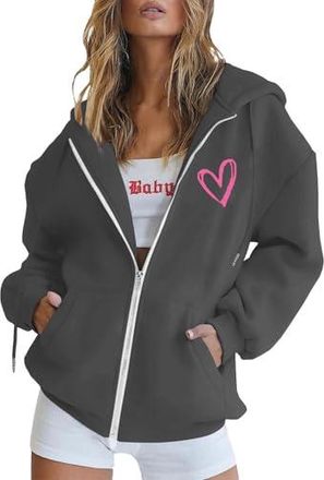 Generic Vestes &agrave; capuche d&eacute;contract&eacute;es pour femmes 2026 avec fermeture &eacute;clair, manches longues, cordon de serrage, polaire, parfaites pour un usage quotidien,