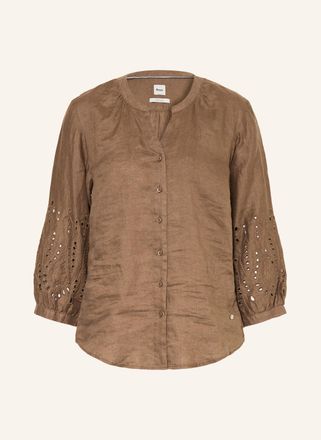 Brax Brax Leinenbluse Velia Mit Lochspitze braun
