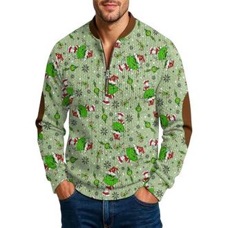 Generic Le Grinch Pull De Noel Homme Sweater Moche Ugly 2025 Christmas Vetement col Rond The Adulte Femme Deguisement Sweatshirts Costume zippé Sweat Sweats D