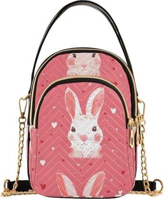 Mnsruu Sac à bandoulière pour femme, lapin, blanc, rose, sac à main, petit sac à bandoulière avec sangle réglable