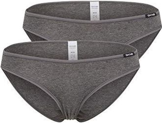 Skiny Damen Rio Slip 2er Pack Advantage Cotton Bikinis et brésilien, Anthra Melange, 38 (Lot de 2) Femme
