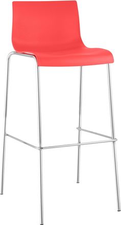 Clp Barhocker Hover mit Kunststoffsitz und robustem Metallgestell I Barstuhl mit Einer Sitzh&ouml;he von: 76 cm I erh&auml;ltlich, Farbe:rot, Gestell Farbe:Chrom