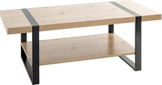 Haku M&ouml;bel Couchtisch Eiche hell, schwarz, Metall, Spanplatte - Ma&szlig;e: B 120 x H 45 x T 60 cm, Style: Modern