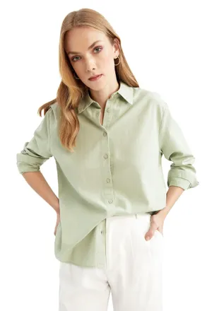 DeFacto Damen V2521AZ Tunic Shirt, Green, XL