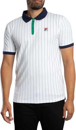 Fila Homme Polo Classique À Rayures Vintage BB1, White/Green/Navy, XL