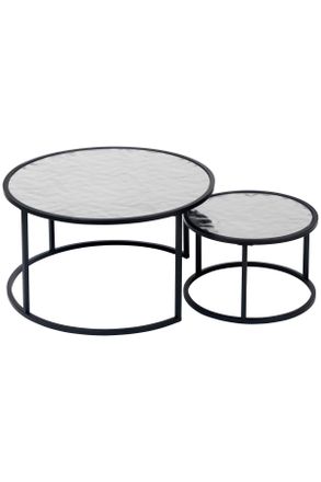 MID.YOU Mid.you Couchtisch, Schwarz, Silber, Metall, Glas, Holzwerkstoff, rund, 80x44.5x80 cm, Wohnzimmer, Wohnzimmertische, Couchtische