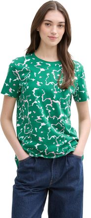 Tom Tailor Damen 1040183 T-Shirt, 37129-Abstract Green Flower Print, XXL
