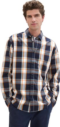 Tom Tailor Herren 1042654 Regular Fit Hemd mit Karomuster, 35984-Navy Orange Big Check, 3XL