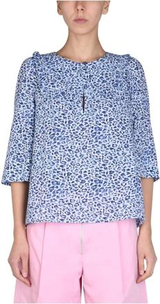 Baum Und Pferdgarten Femme, Blouses et Chemises, Bleu, Taille: 36 FR Top Imprim&eacute; &agrave; Volants